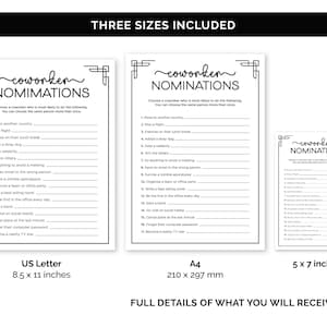 Coworker Nominations, Printable Team-building Game for a Work Party ...