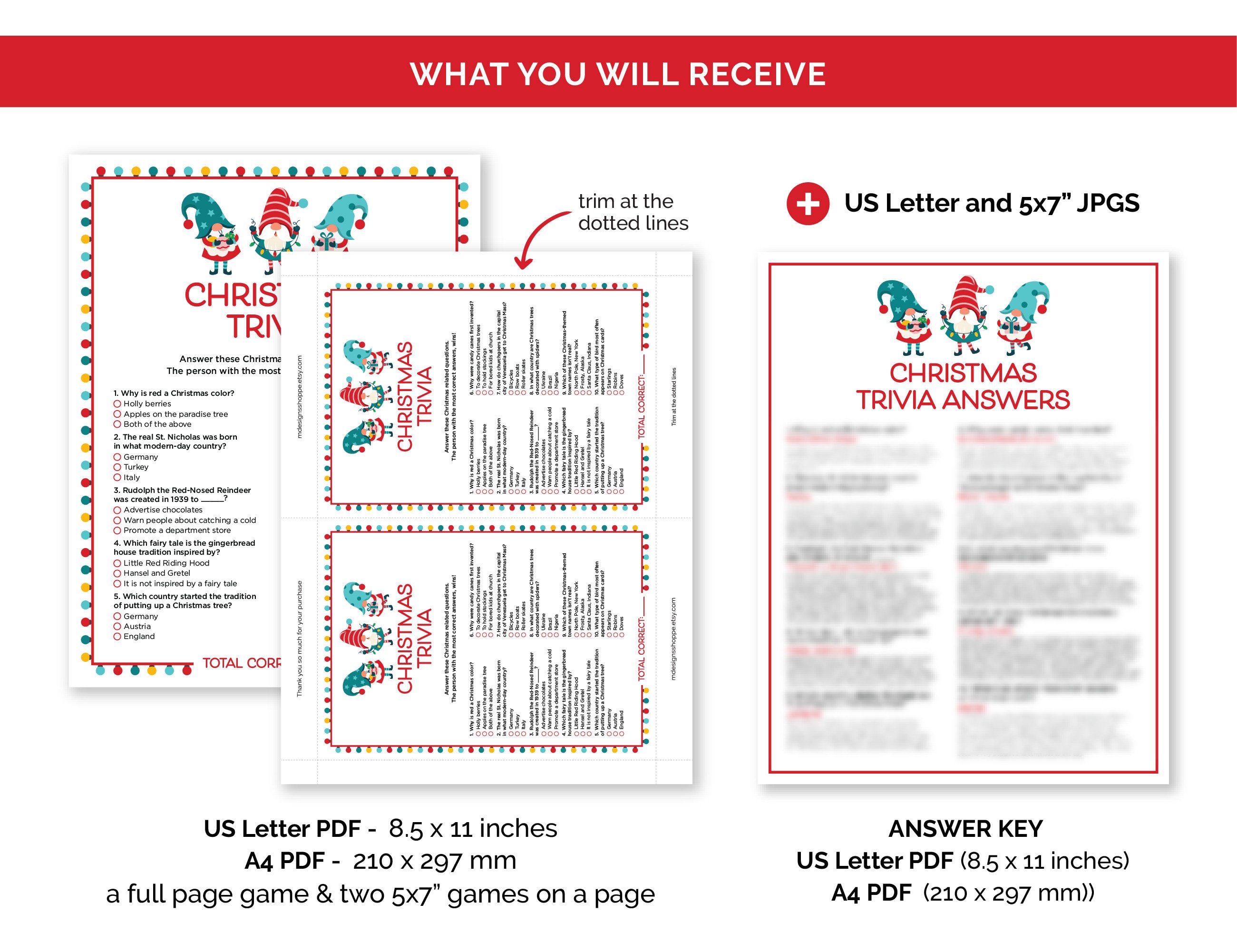 Christmas Trivia Game, Printable Quiz With Answers for a Family or ...