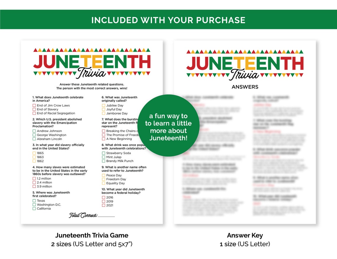Juneteenth Trivia Game, Printable Black History Quiz, Juneteenth Game ...