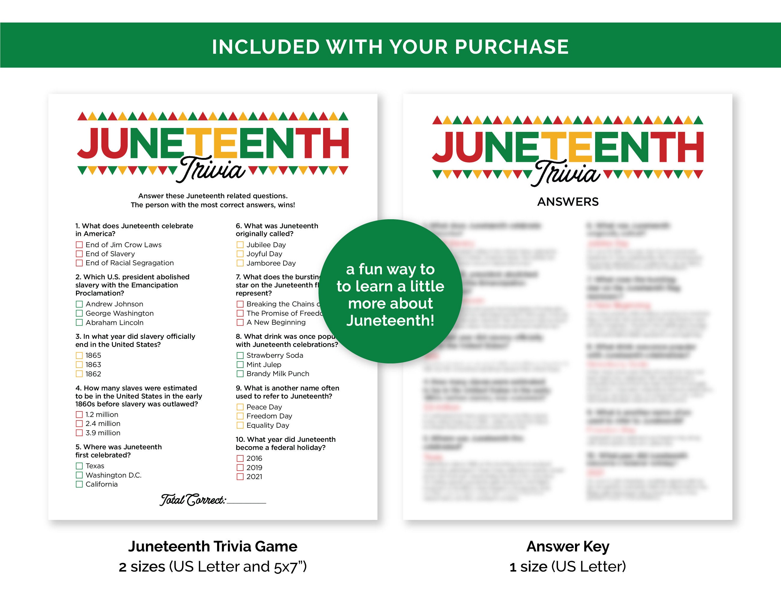 Juneteenth Trivia Game, Printable Black History Quiz, Juneteenth Game ...