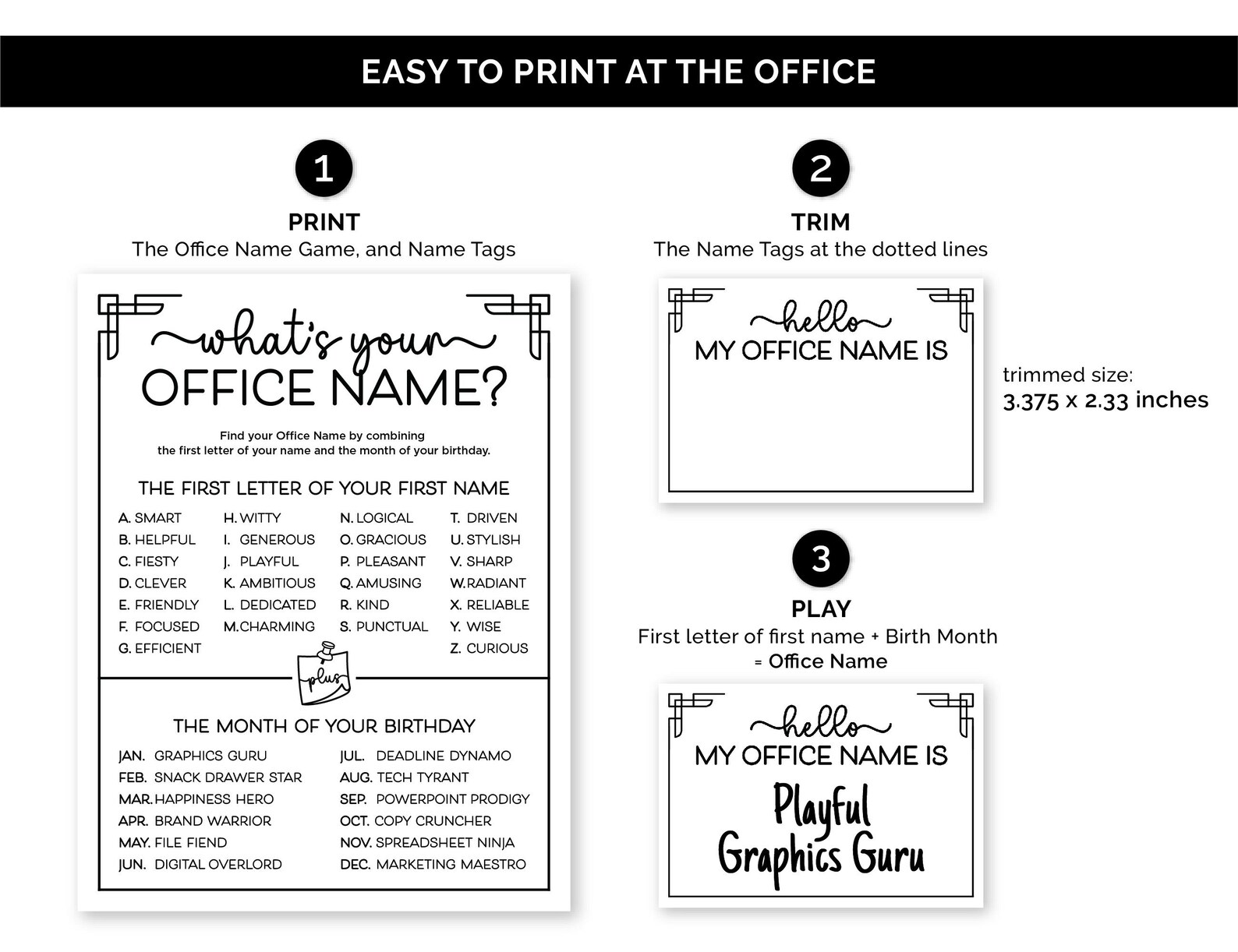 What's Your Office Name, Printable Office Party Icebreaker Game, Name ...