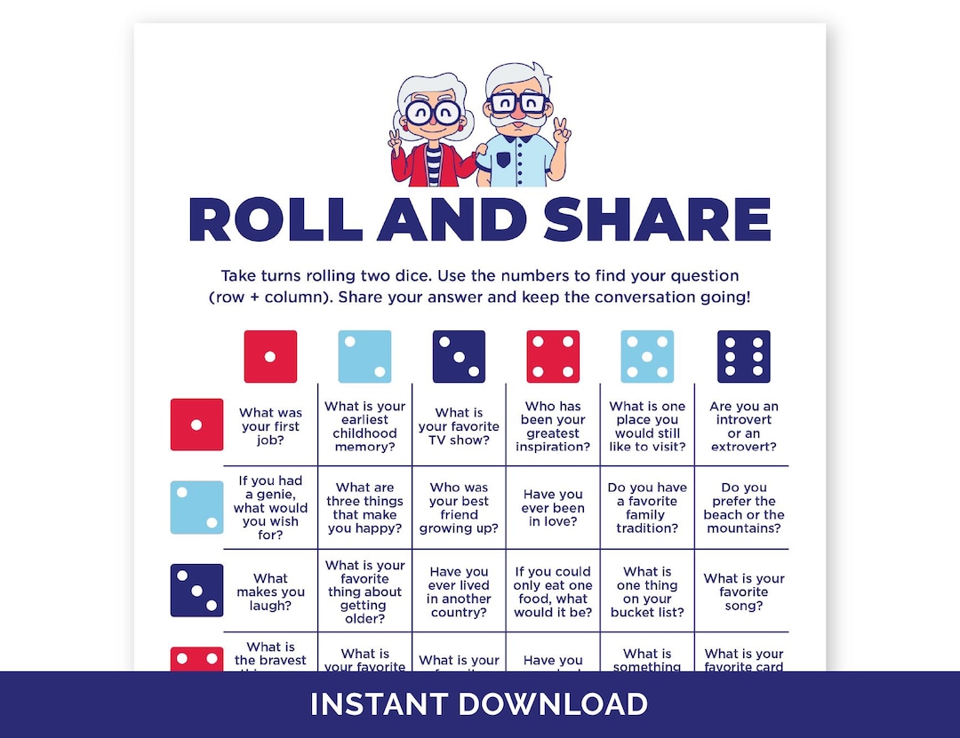 Senior Roll & Share, Talk Dice Game for Senior Citizens, Icebreaker ...