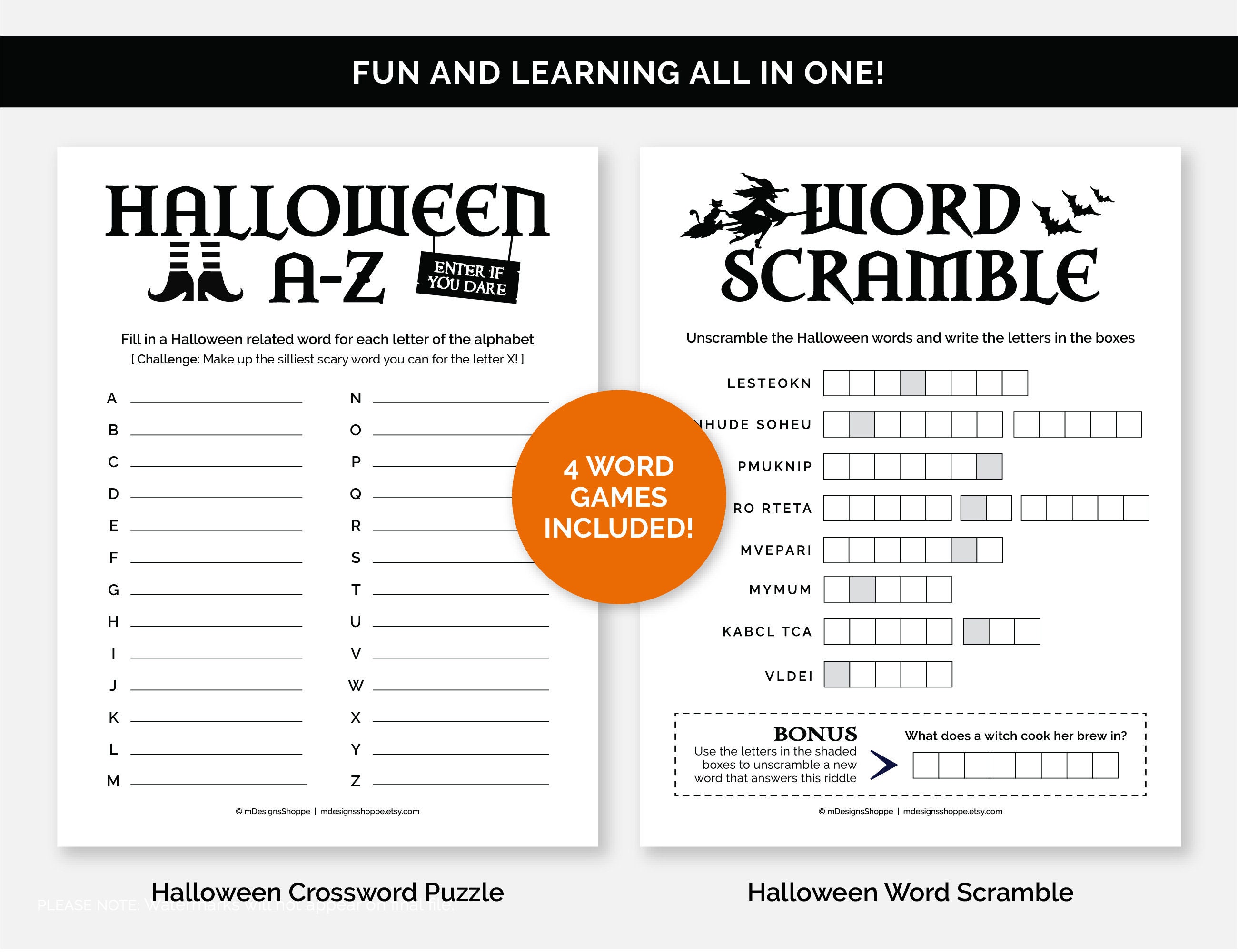 Halloween Activities Bundle for Kids, Printable Halloween Activity Book ...