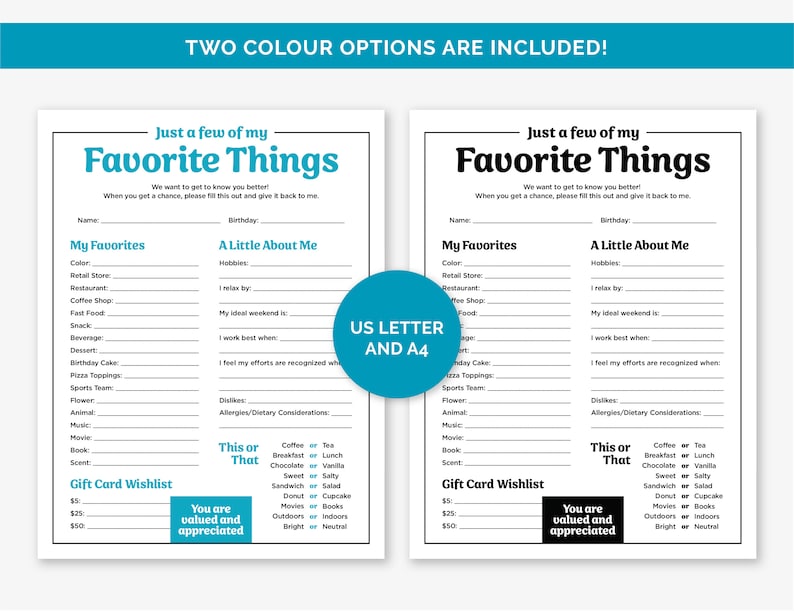Employee Favorite Things Survey, Printable Coworker Questions, Employee ...