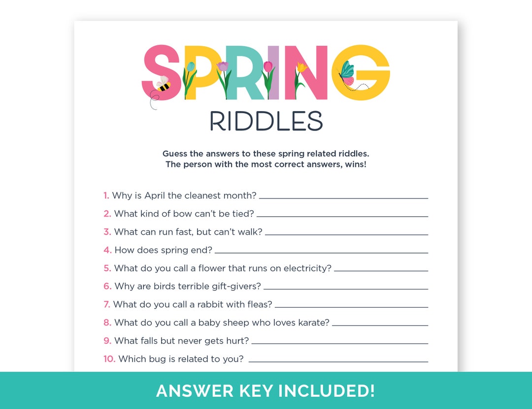Spring Riddles, Printable Riddle Me This Game for a Spring Classroom ...
