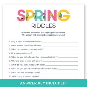 Spring Riddles, Printable Riddle Me This Game for a Spring Classroom ...