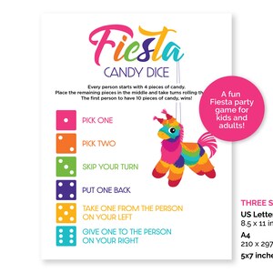 Fiesta Candy Dice Game, Printable Game for a Fiesta Birthday, Cinco De ...