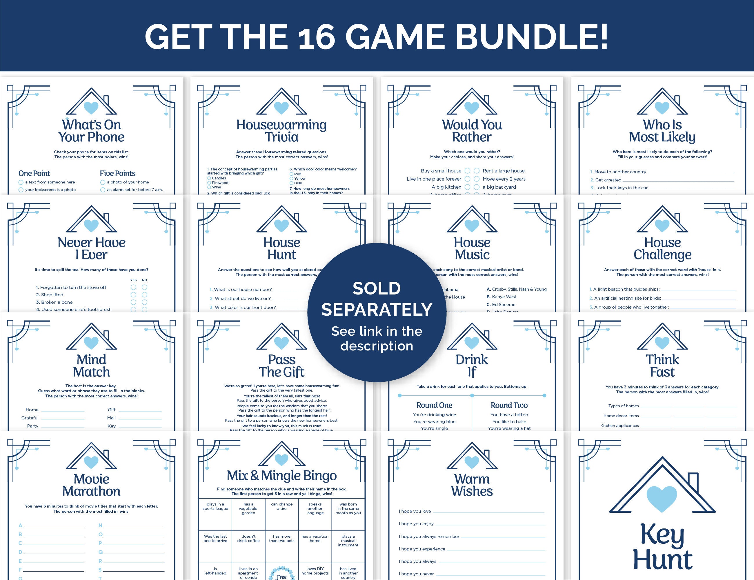 Housewarming House Hunt, Printable New House Trivia Game for a ...