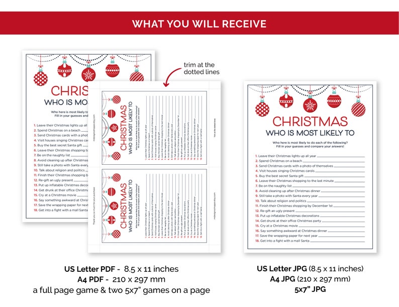 Christmas Most Likely to Game for Adults, Printable Holiday Office ...
