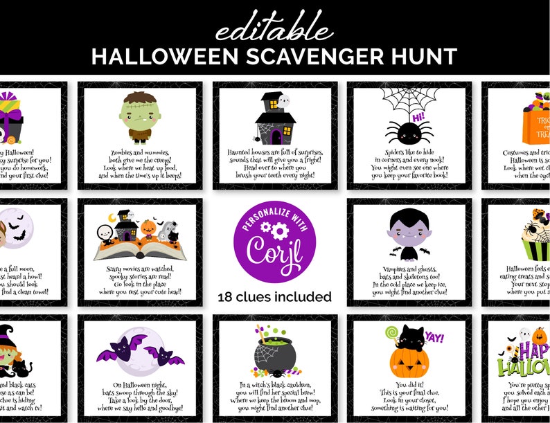 Editable Halloween Scavenger Hunt for Kids, Indoor Halloween Treasure ...