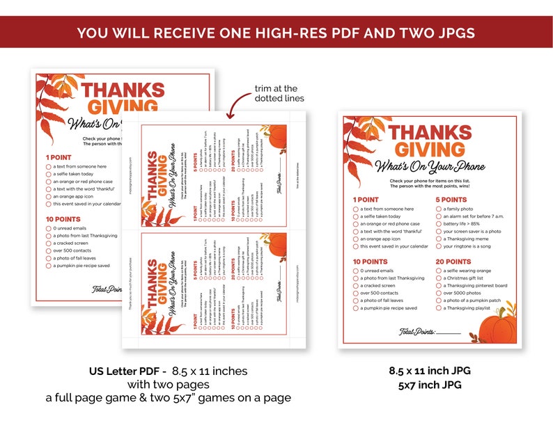 Thanksgiving What's on Your Phone Game, Printable Thanksgiving Office ...