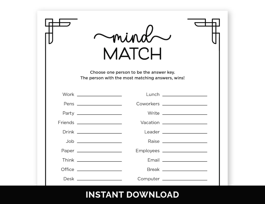 Office Mind Match Game, Printable Finish the Phrase Game for an Office ...