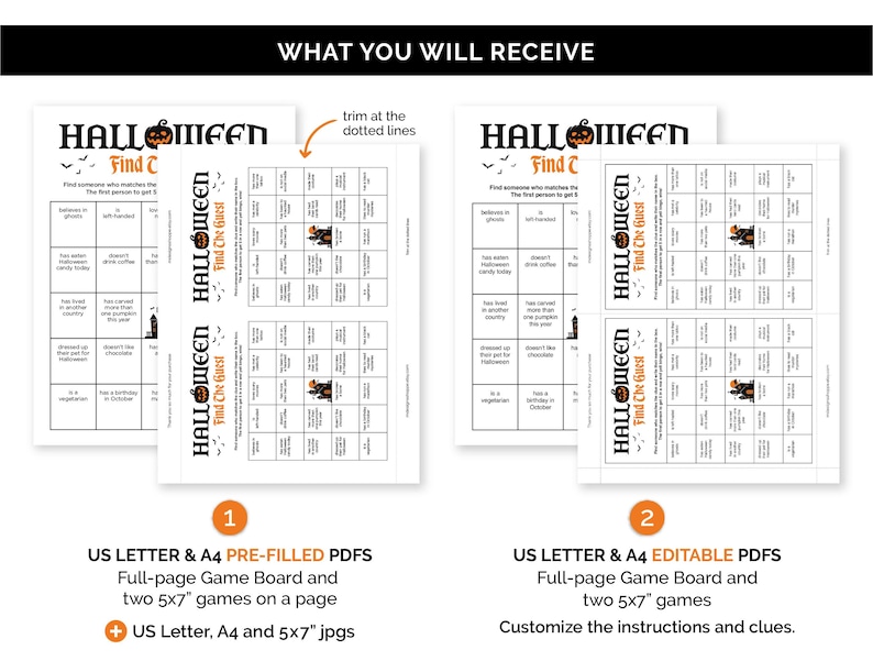 Editable Halloween Find the Guest Bingo Game, Icebreaker Game for a ...
