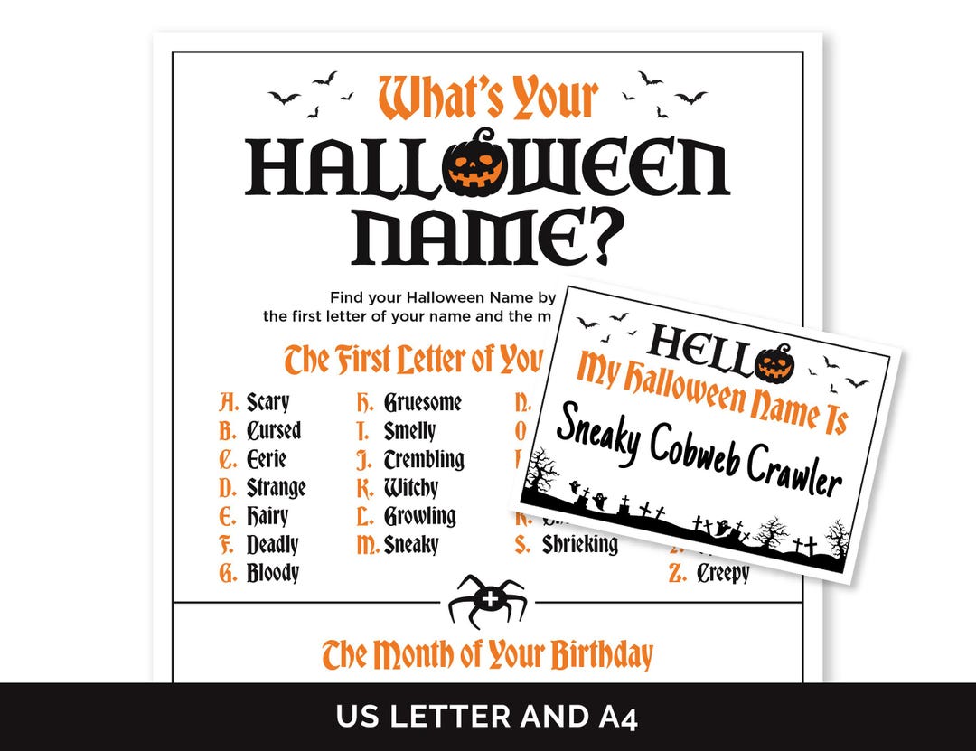 What's Your Halloween Name, Printable Halloween Name Game for a ...