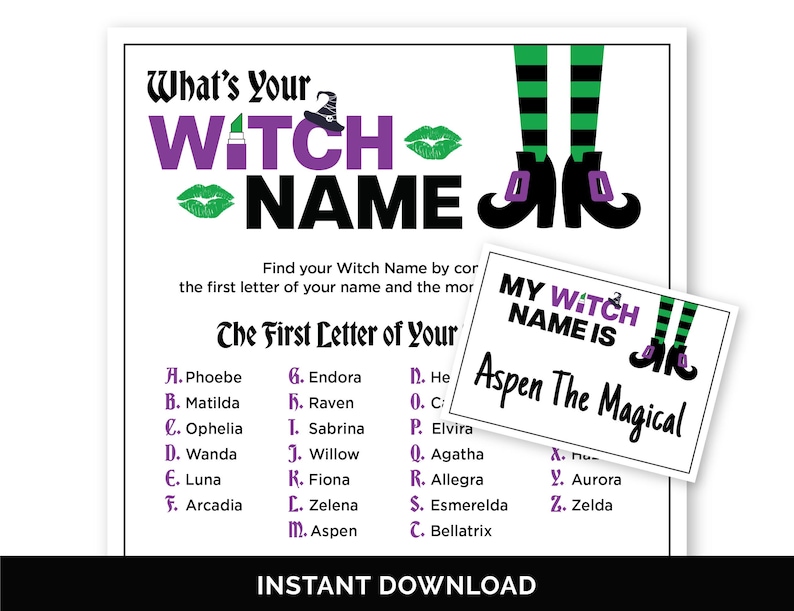 What's Your Witch Name, Printable Witches Night Out Game, Name ...
