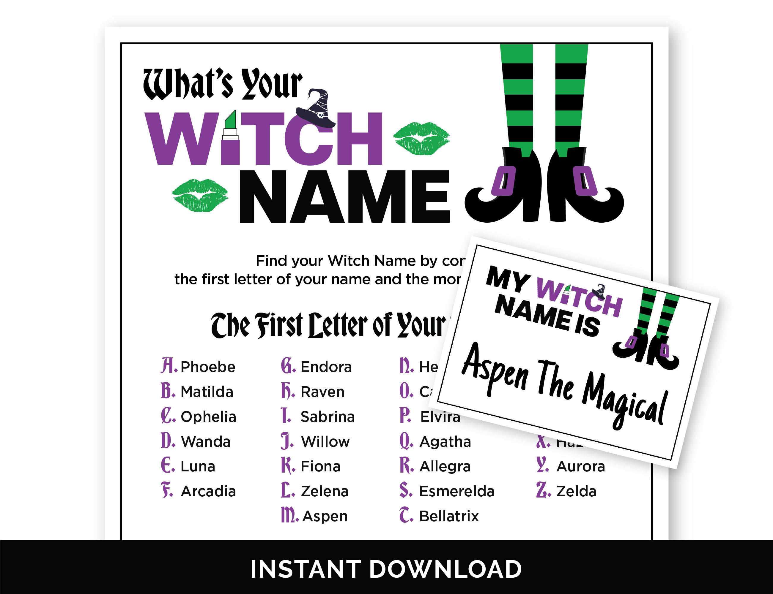 What's Your Witch Name, Printable Witches Night Out Game, Name ...