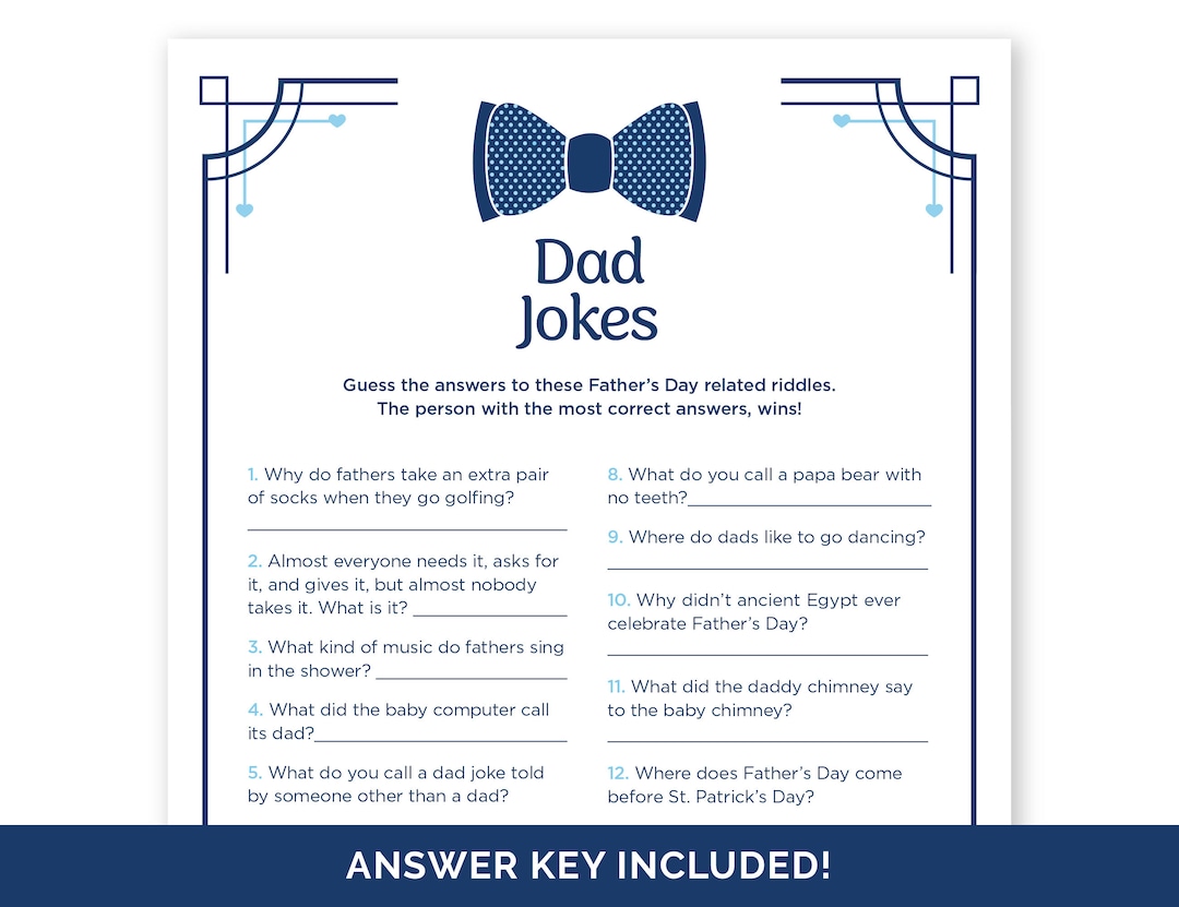 Father's Day Riddles, Printable Dad Jokes for a Father's Day Party, Fun ...
