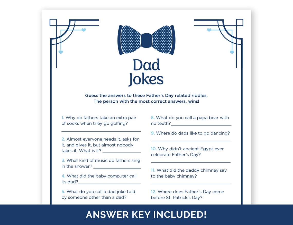 Father's Day Riddles, Printable Dad Jokes for a Father's Day Party, Fun ...
