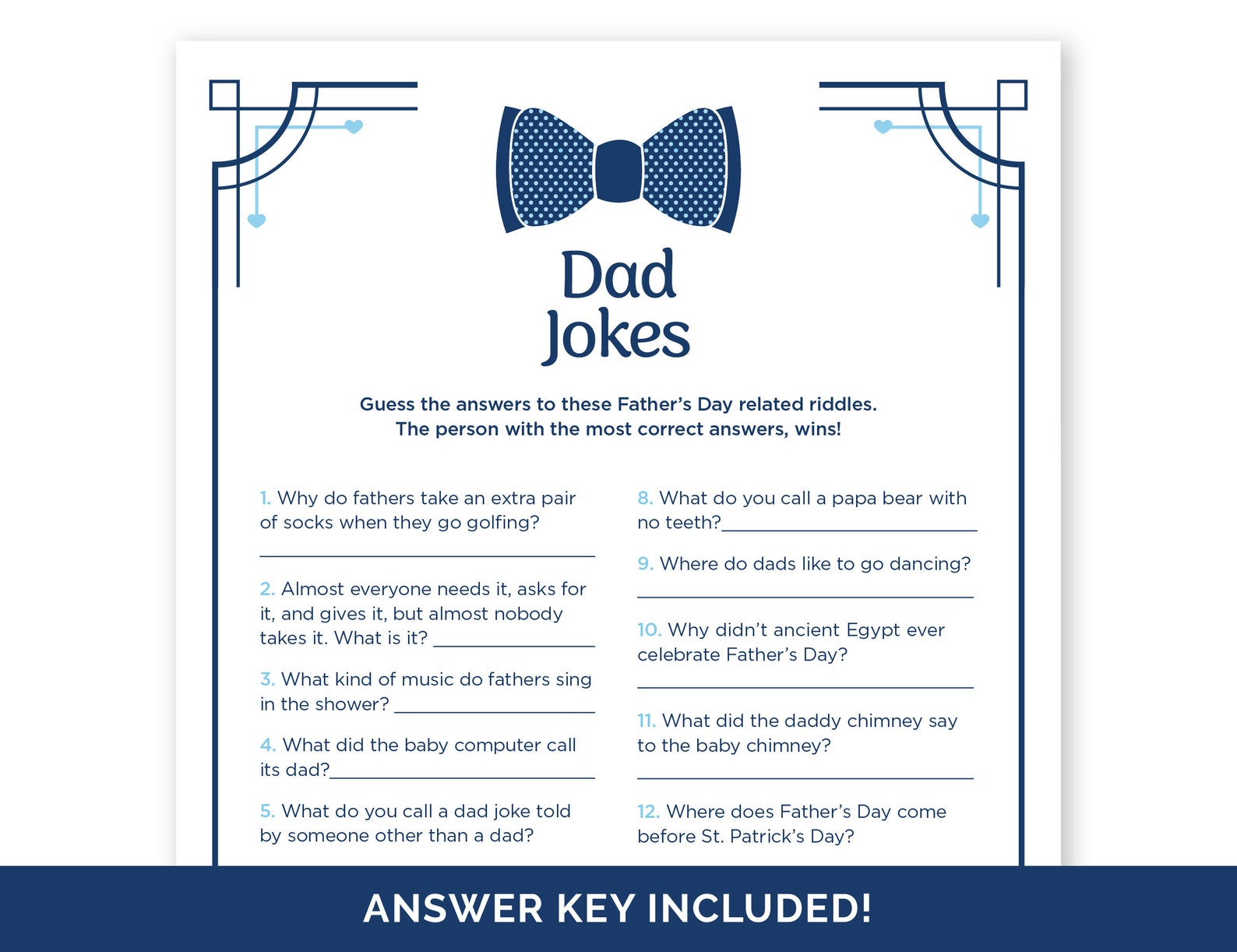 Father's Day Riddles, Printable Dad Jokes for a Father's Day Party, Fun ...