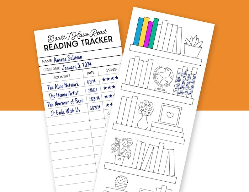 Reading Tracker Bookmarks, Printable Reading List Bookmark With ...