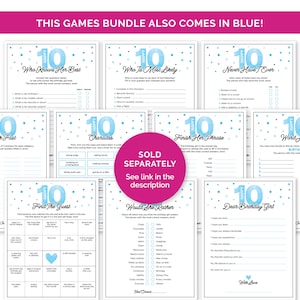 10th Birthday Party Games, Printable Tenth Birthday Game Bundle With ...