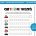 Counting Coloured Cars Printable, Road Trip Game for Kids, Car ...