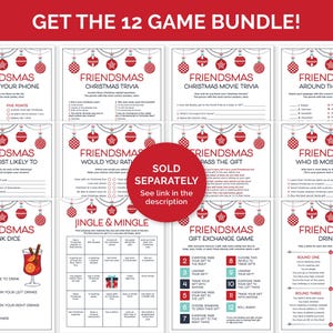 Friendsmas Gift Exchange Dice Game, Printable Holiday White Elephant ...