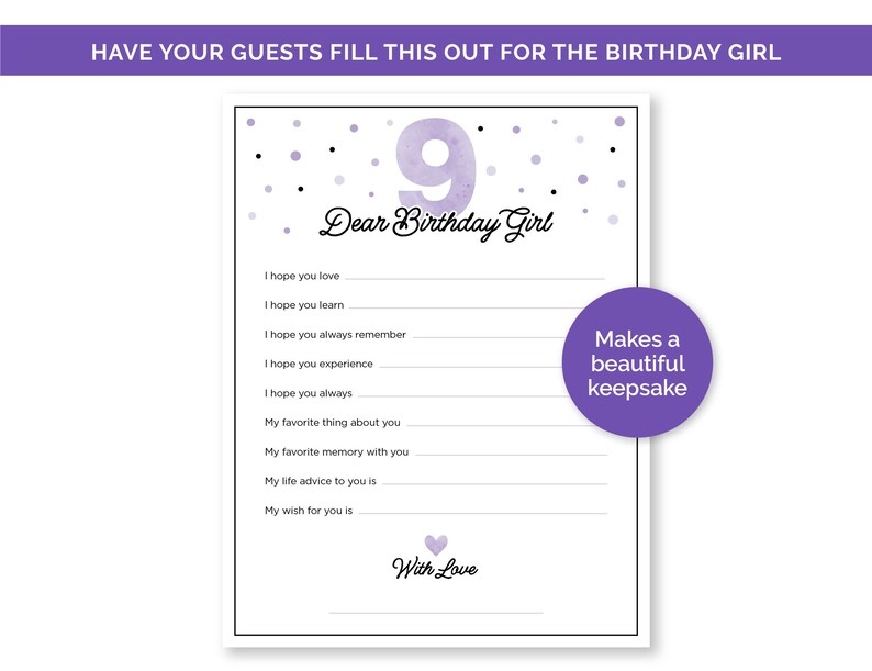 Purple 9th Birthday Party Games, Printable Ninth Birthday Games With ...