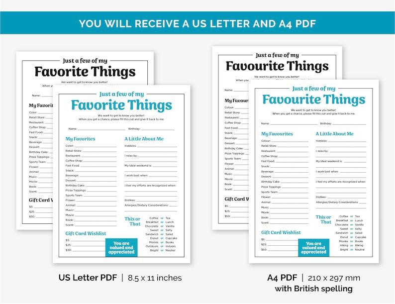 Employee Favorite Things Survey, Printable Coworker Questions, Employee ...