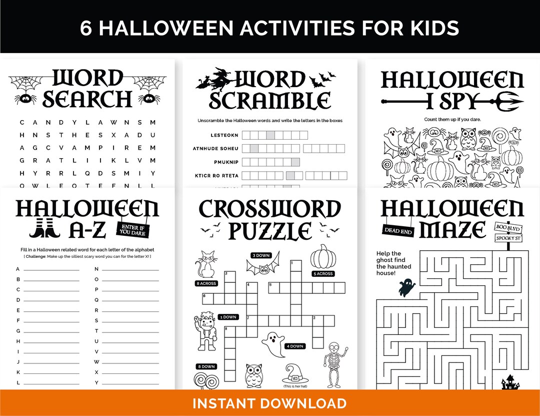 Halloween Activities Bundle for Kids, Printable Halloween Activity Book ...