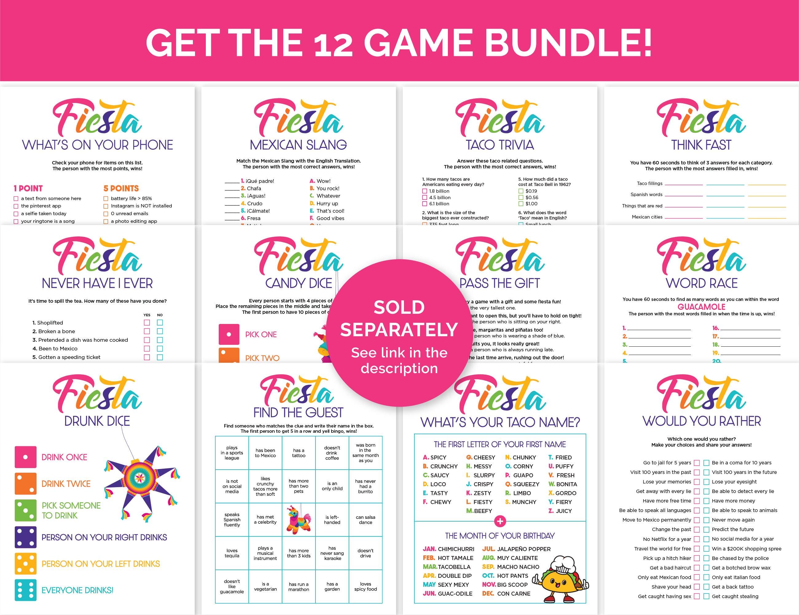 Fiesta Taco Trivia Game, Printable Trivia Game for a Taco Party, Final ...