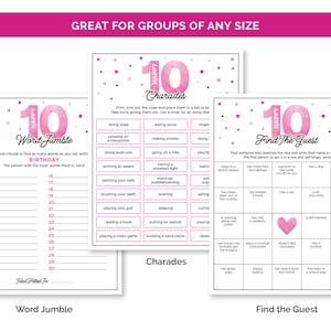 10th Birthday Party Games, Printable Tenth Birthday Game Bundle With ...