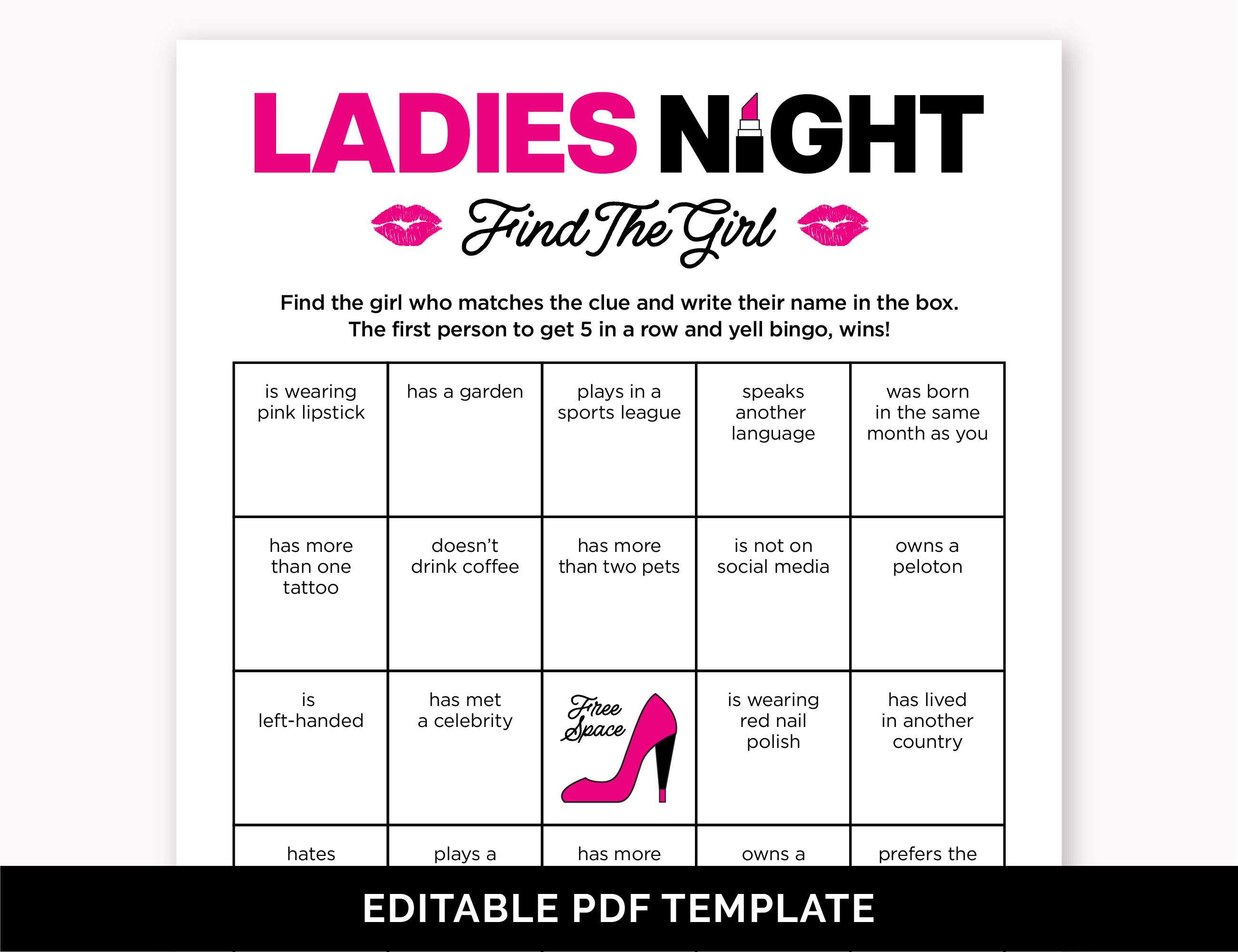 Ladies Night Bingo Game, Editable Icebreaker Party Game for a Girls ...