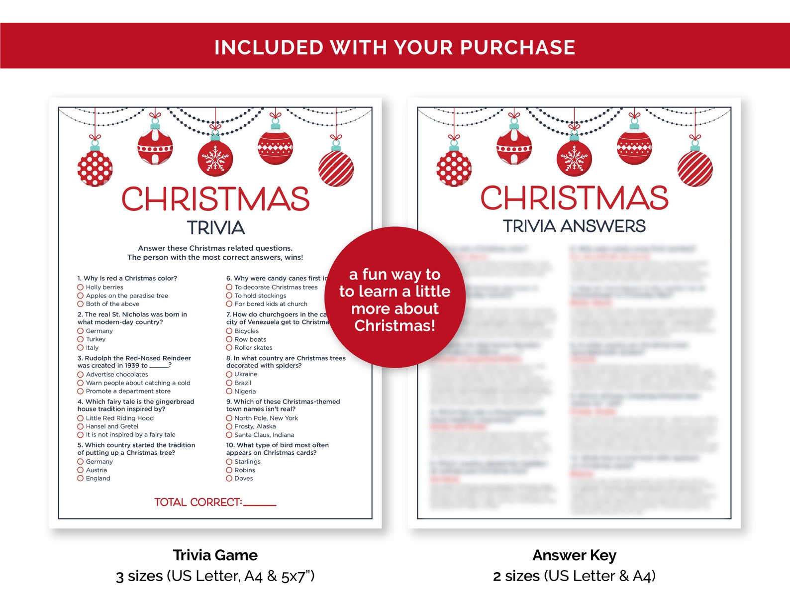 Christmas Trivia Game, Printable Holiday Trivia Questions With Answers ...