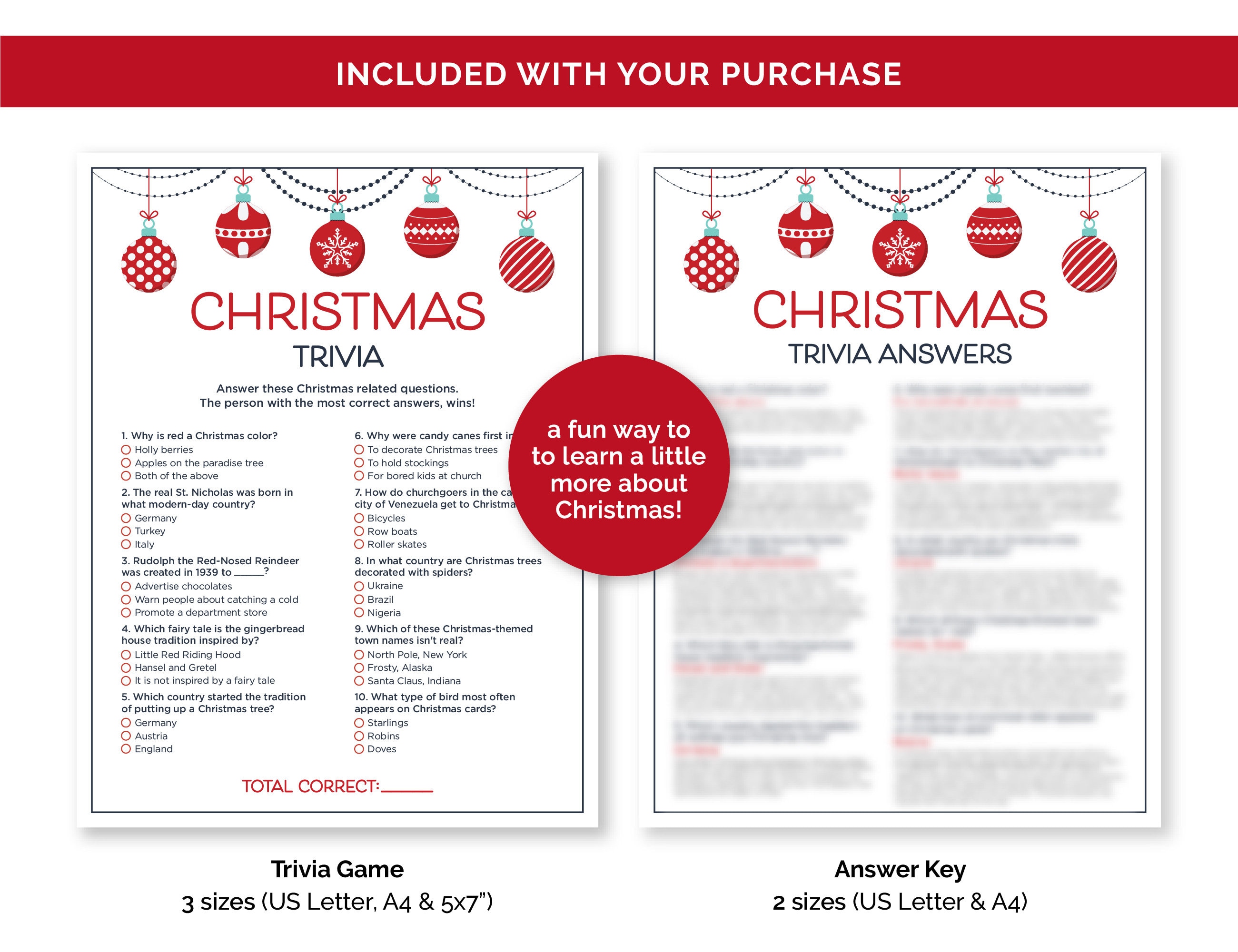 Christmas Trivia Game, Printable Holiday Trivia Questions With Answers ...