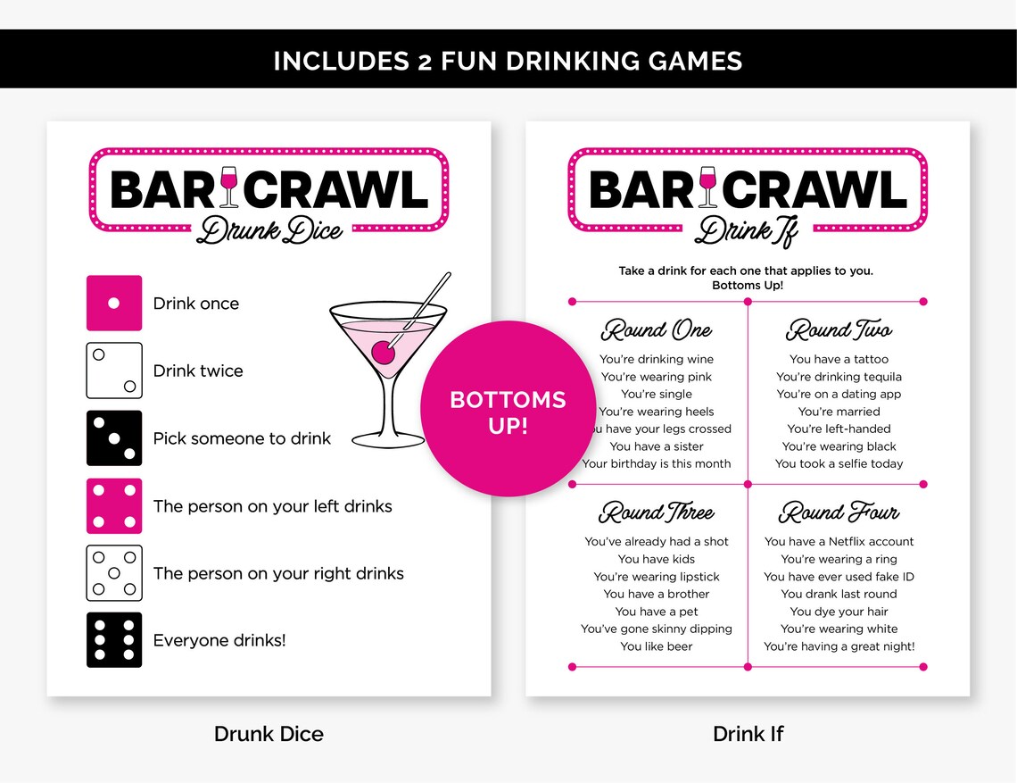 Bar Crawl Games Bundle Printable Bar Hopping Games for a - Etsy