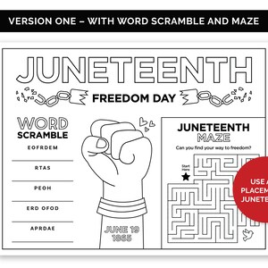 Juneteenth Kids Coloring and Activities Page, Printable Kids Activity ...
