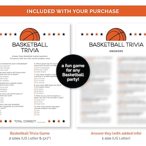Basketball Trivia Game, Printable Quiz With Answers for a Basketball ...