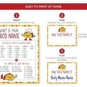 What is Your Taco Name Game A Printable Game for Cinco De - Etsy