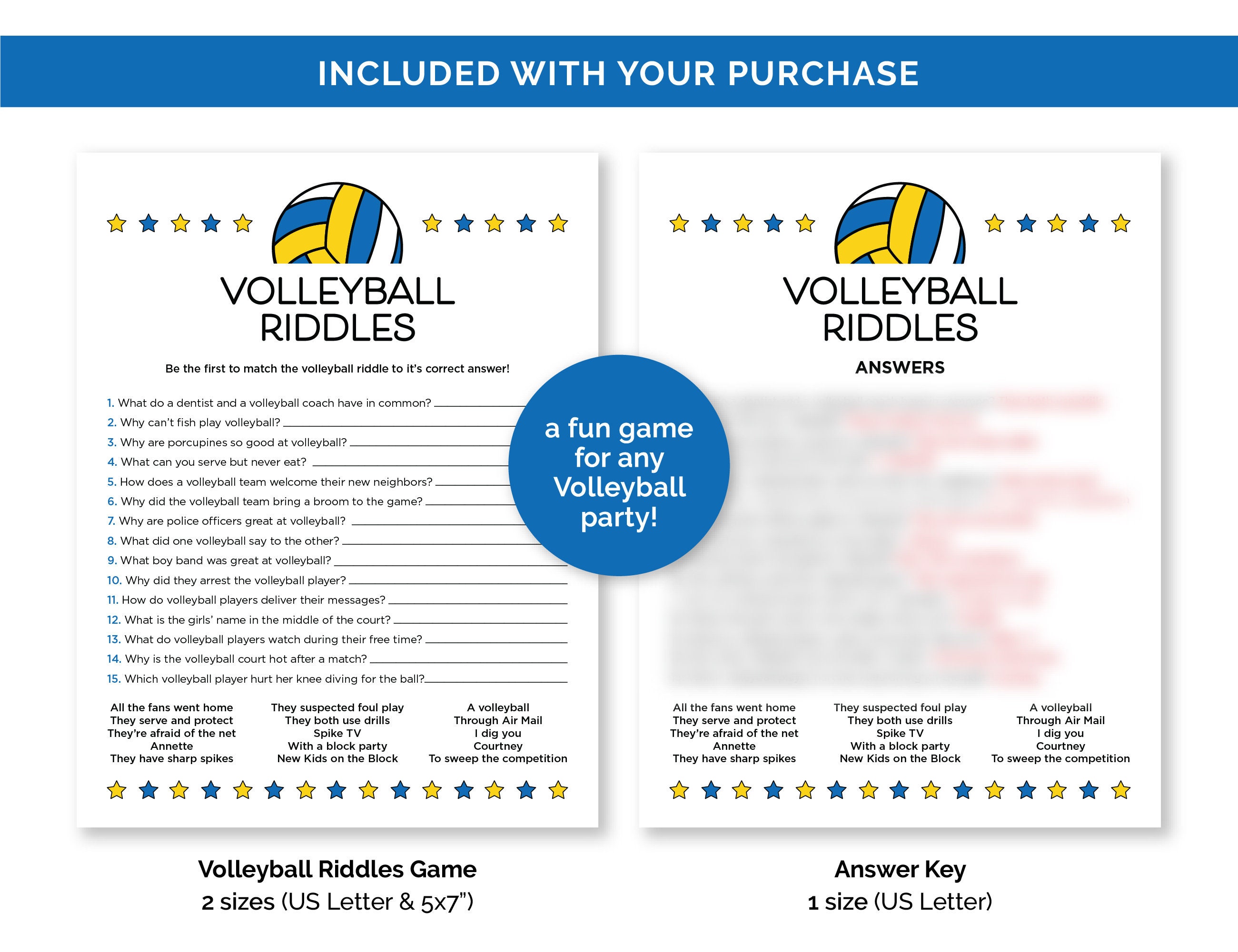 Volleyball Riddles, Printable Riddle Me This Game for a Volleyball Team ...