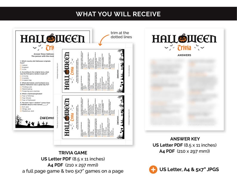 Halloween Trivia Game, Printable Quiz With Answers for a Family, Office ...