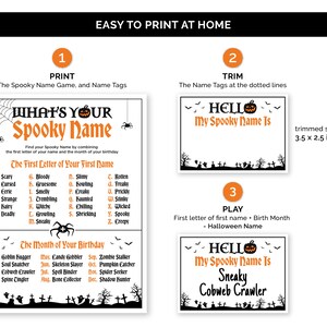 Halloween Name Game, Printable What's Your Spooky Name Game for a ...