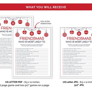 Friendsmas Most Likely to Game, Printable Christmas Superlatives Game ...
