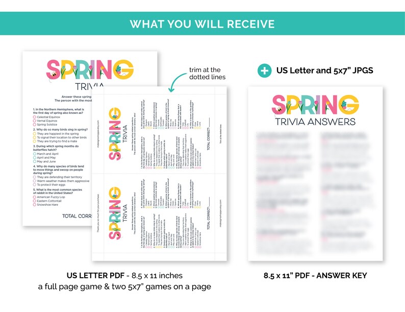 Spring Trivia Game, Printable Spring Quiz With Answers for a Family ...