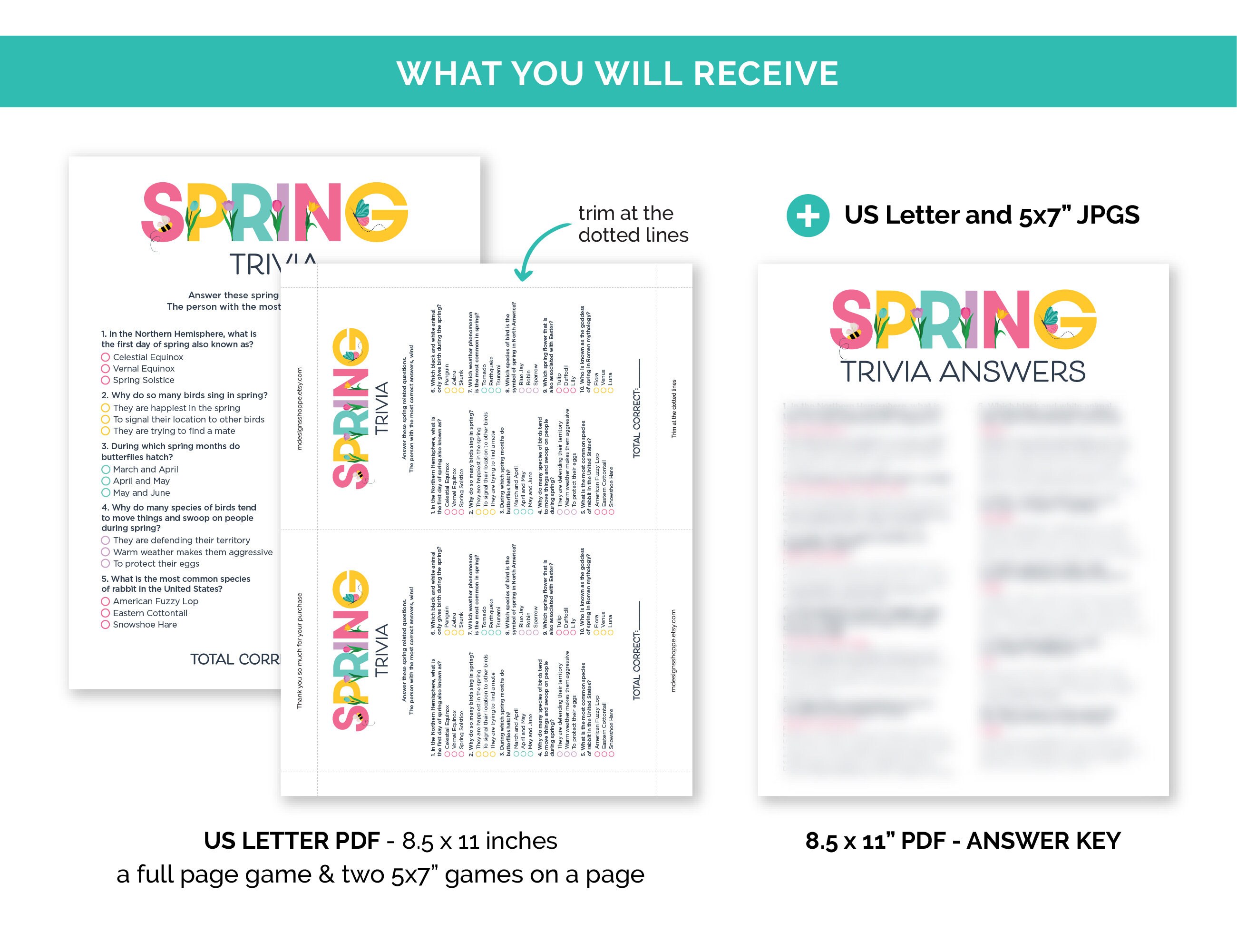 Spring Trivia Game, Printable Spring Quiz With Answers for a Family ...