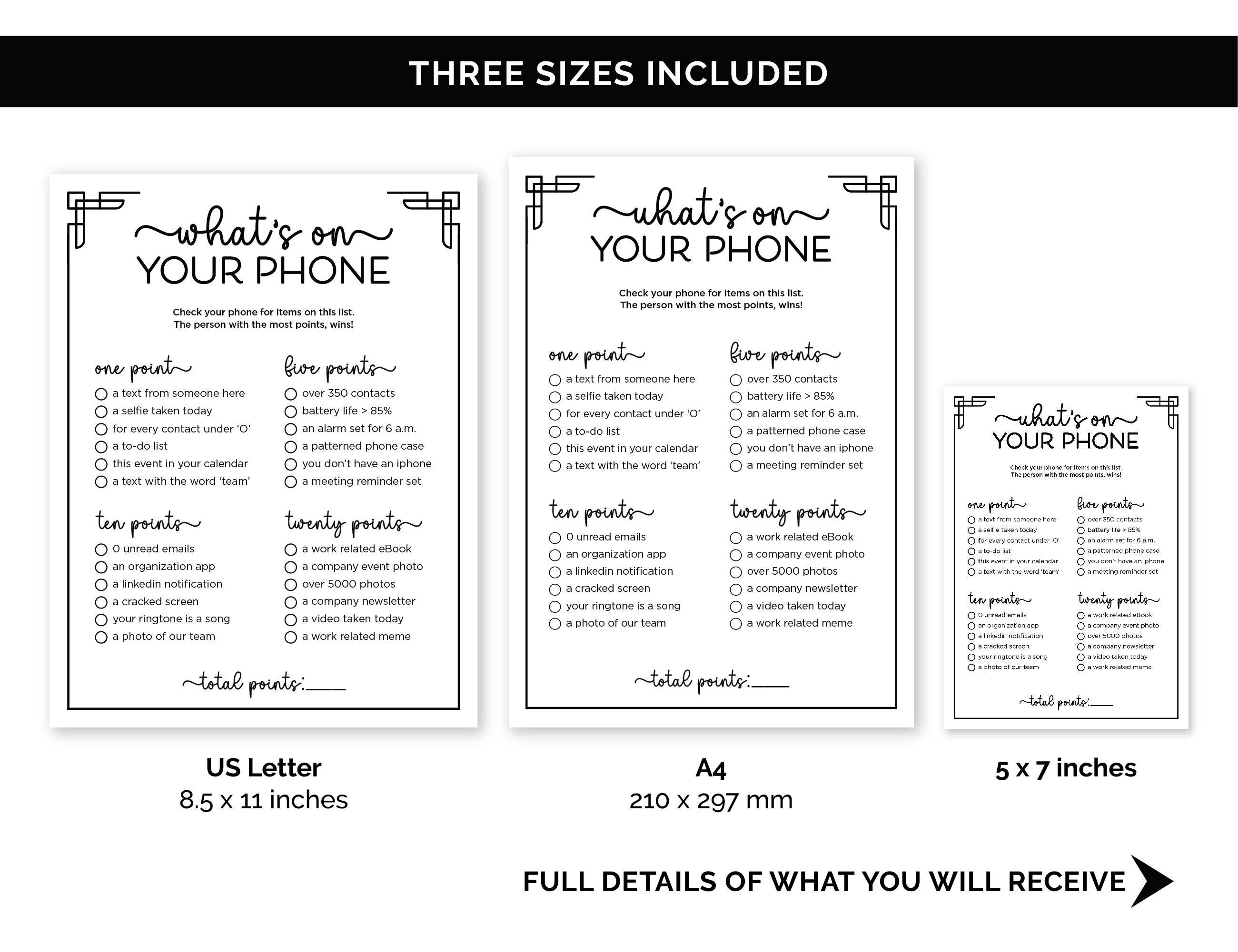 Office Whats on Your Phone, Printable Phone Scavenger Hunt for an ...