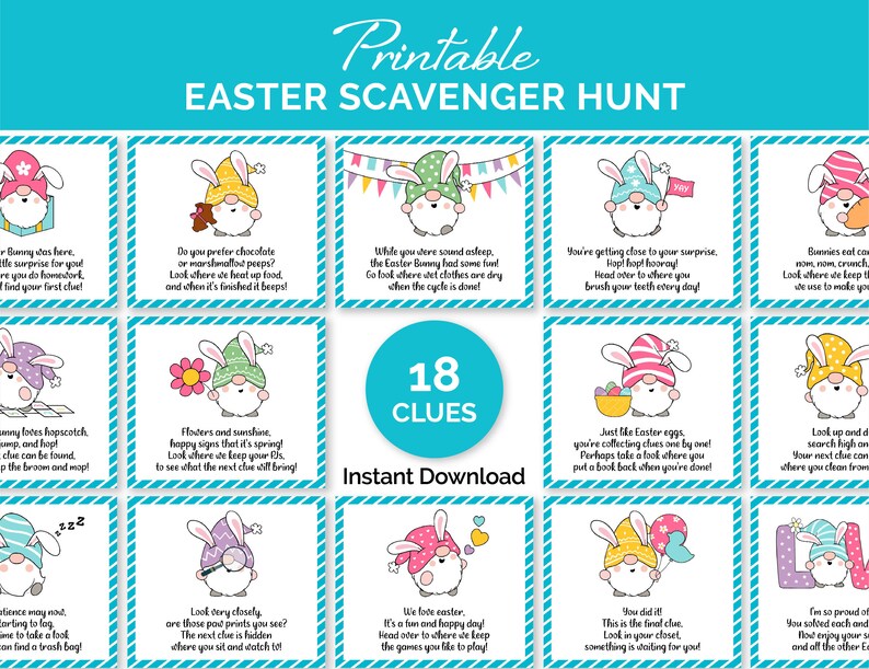 Easter Scavenger Hunt for Kids, Printable Indoor Easter Treasure Hunt ...
