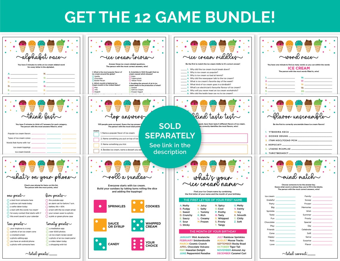 Ice Cream Trivia Game, Printable Quiz With Answers for an Ice Cream ...