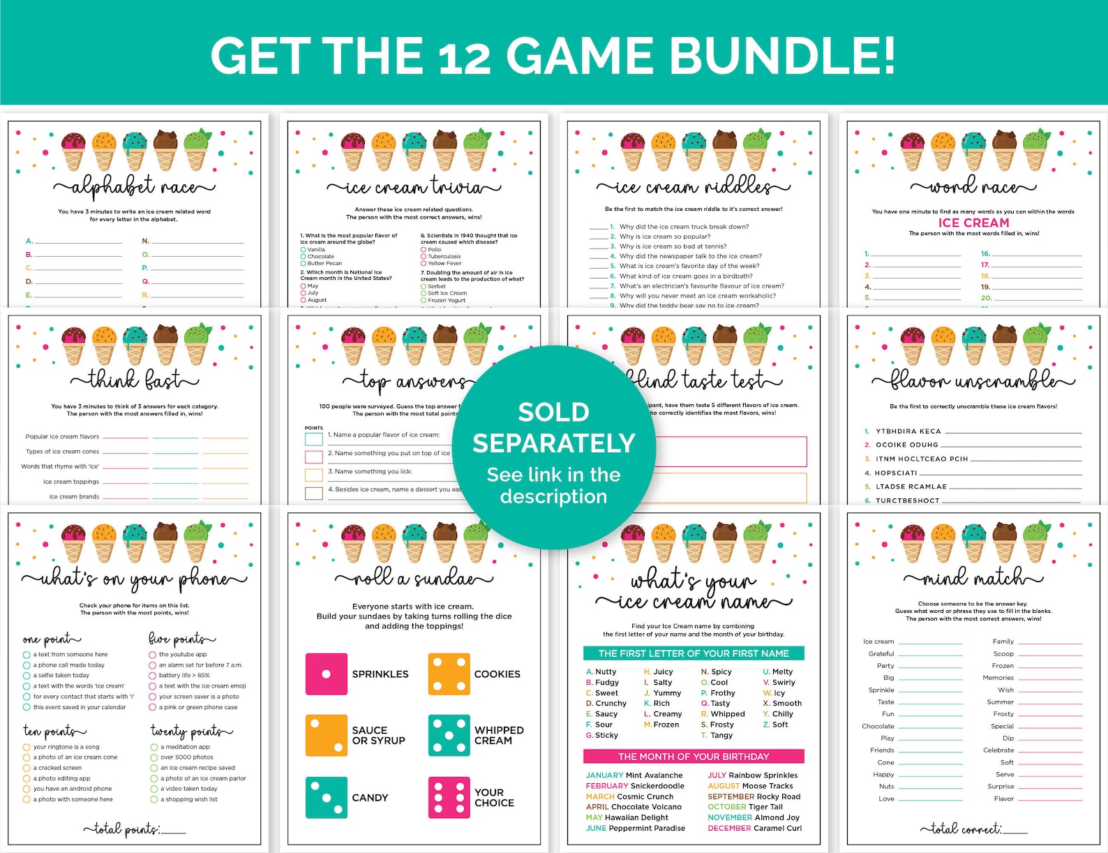 Ice Cream Trivia Game, Printable Quiz With Answers for an Ice Cream ...