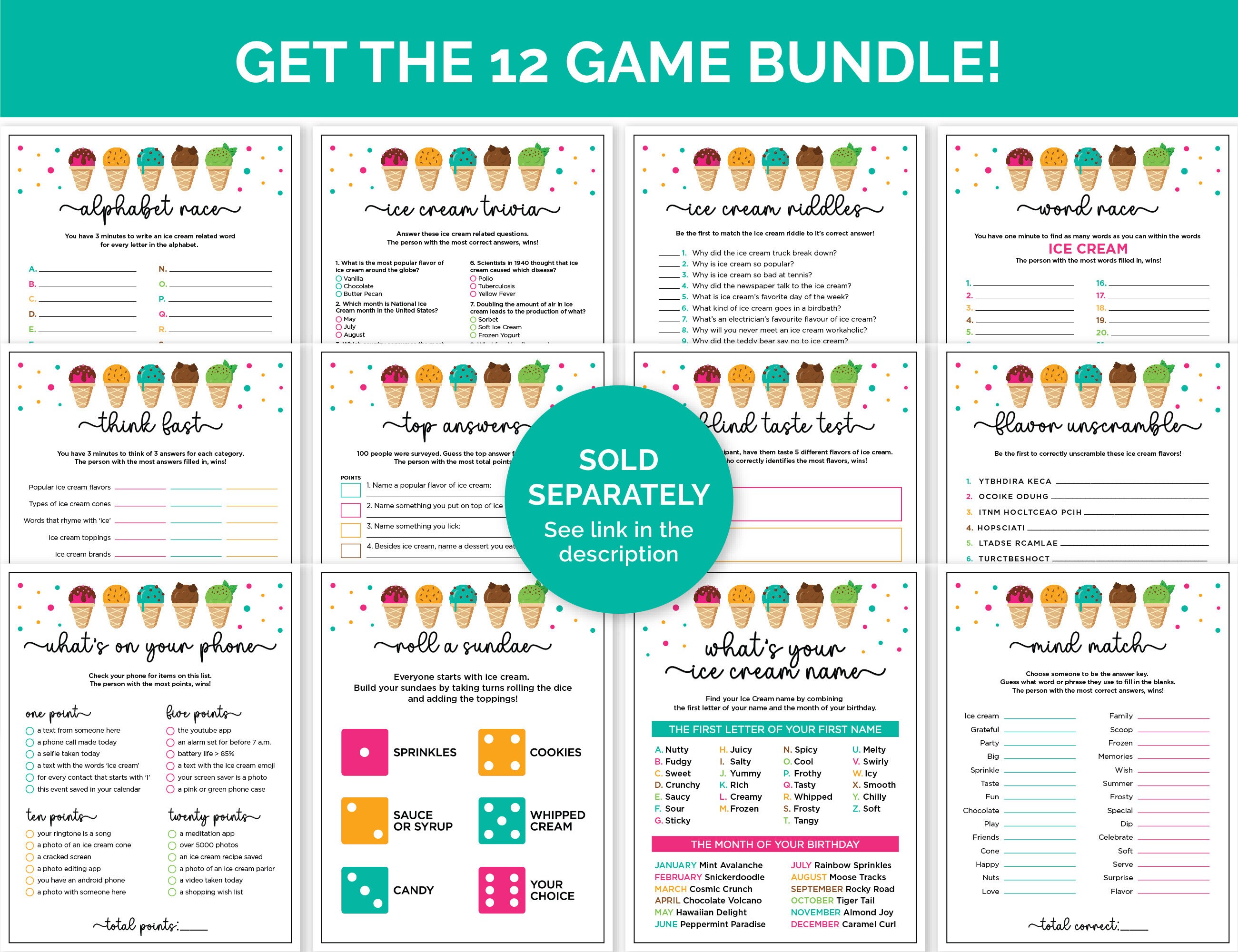 Ice Cream Trivia Game, Printable Quiz With Answers for an Ice Cream ...